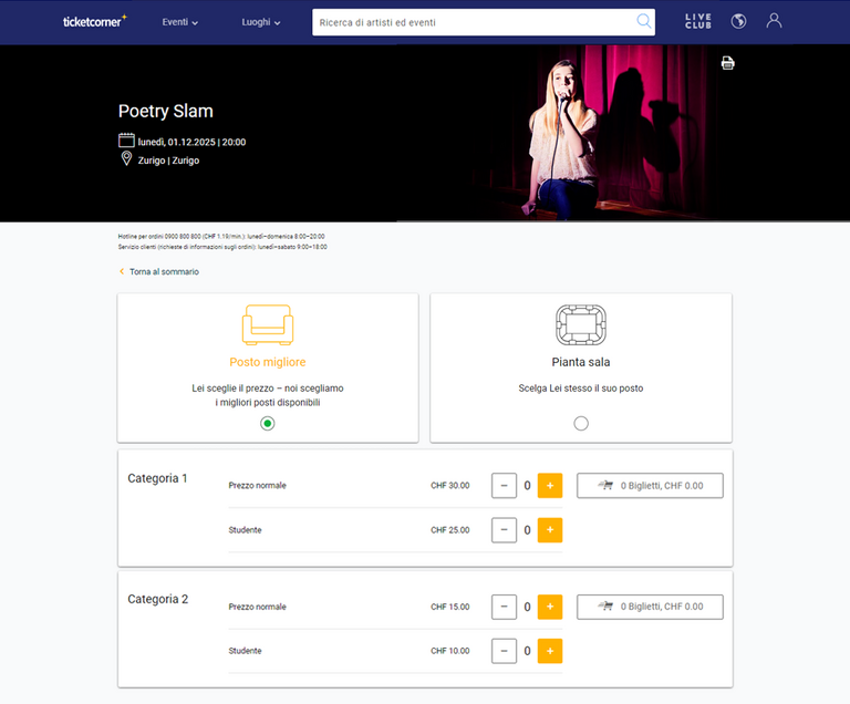 Vendita di biglietti con Ticketcorner.Light